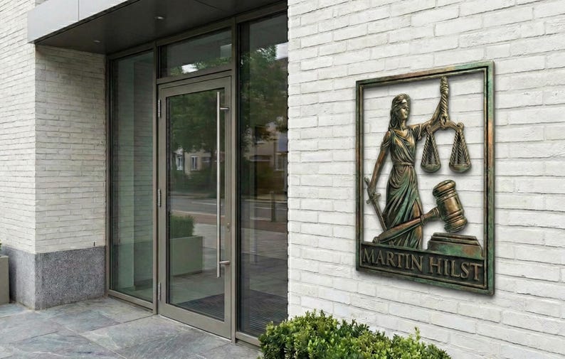 Personalized Lawyer Gift Sign | Custom Lady Justice Metal Wall Art ...