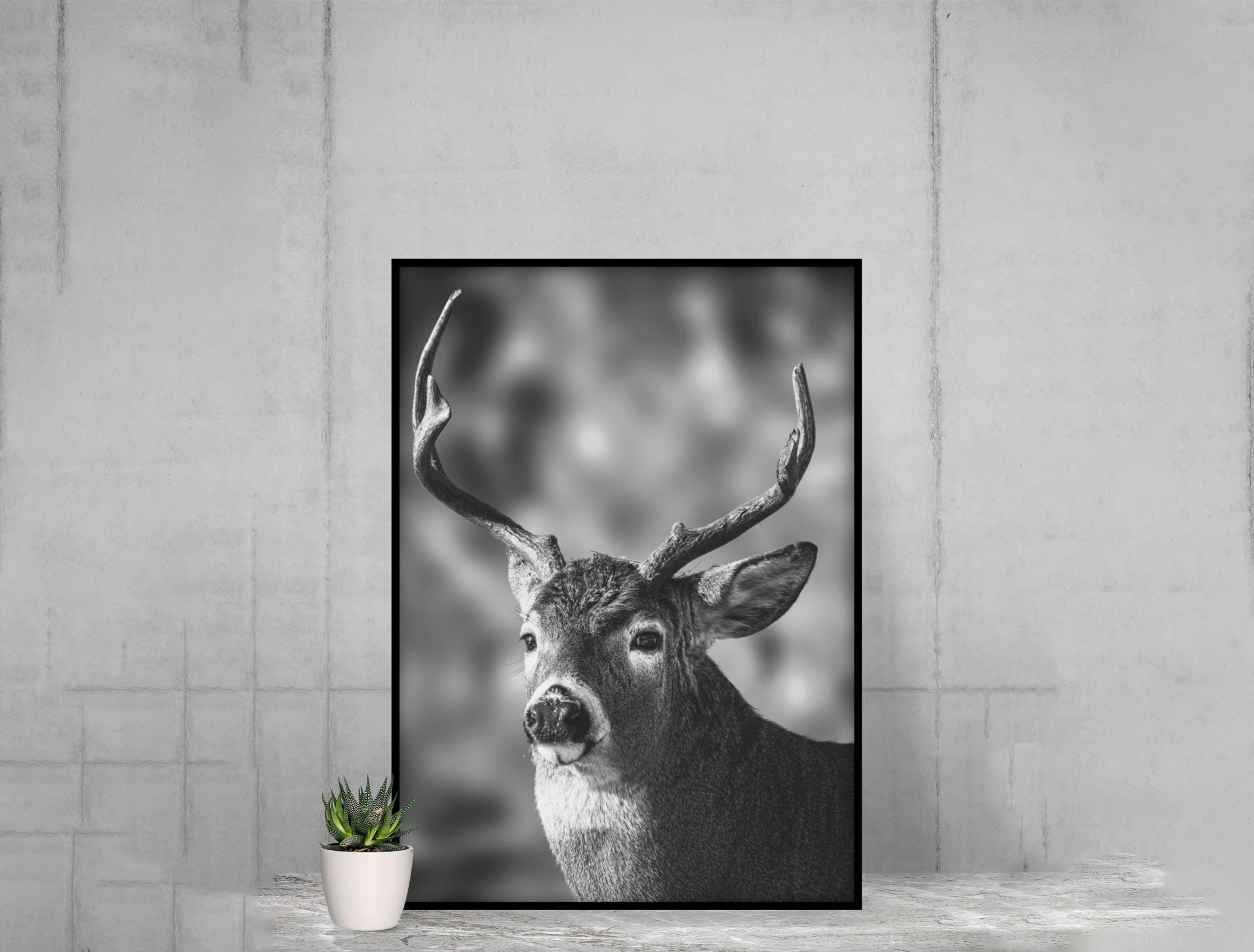 Black and White DEER Printable Poster Wall Decor Art, UNFRAMED Baby ...