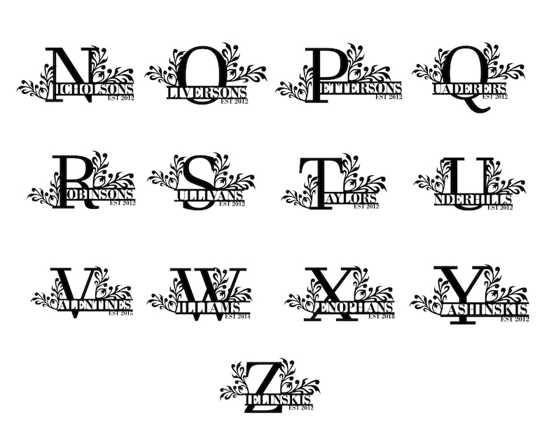 Custom Family Metal Name Sign, Personalized Split Letter Last Name ...