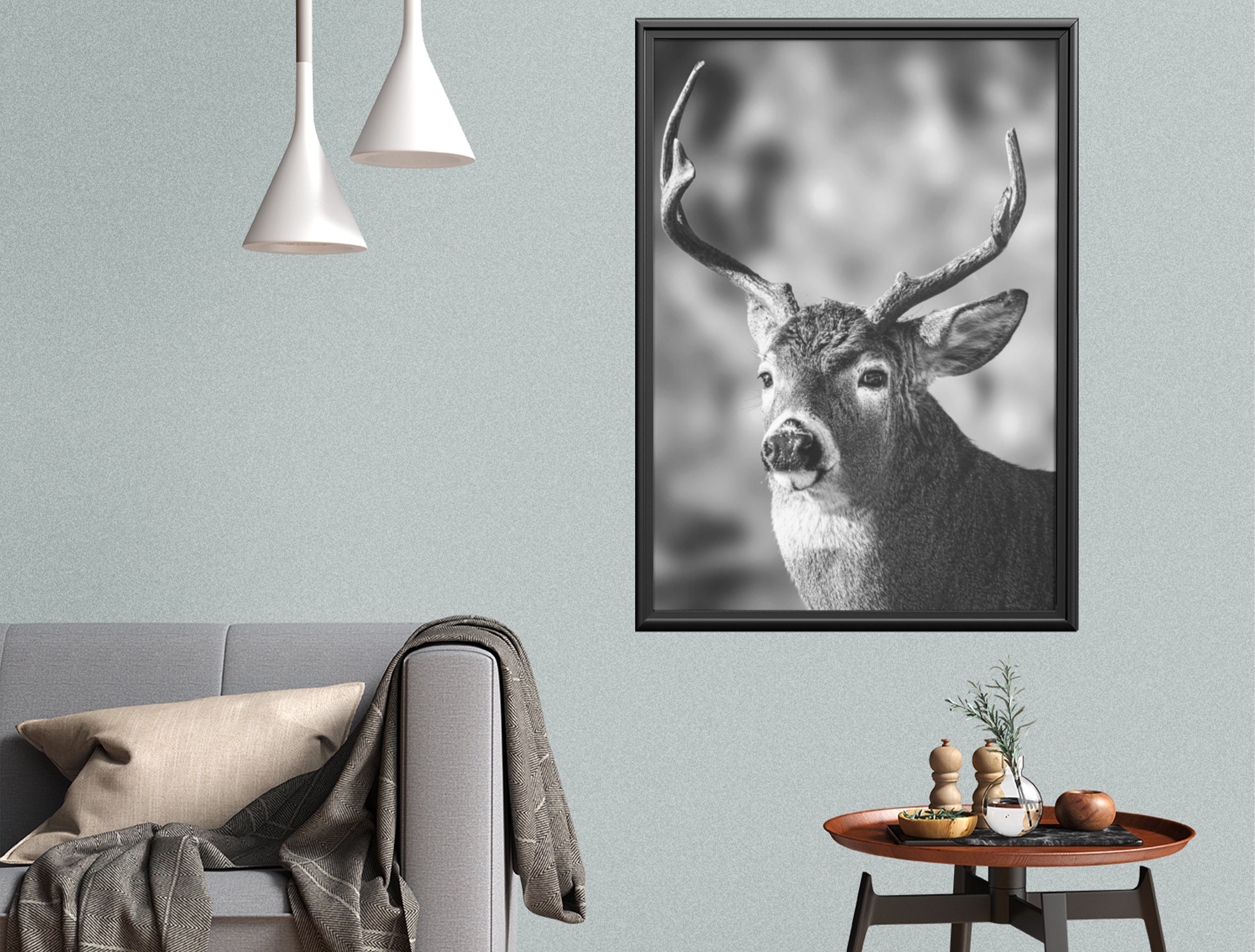 Black and White DEER Printable Poster Wall Decor Art, UNFRAMED Baby ...