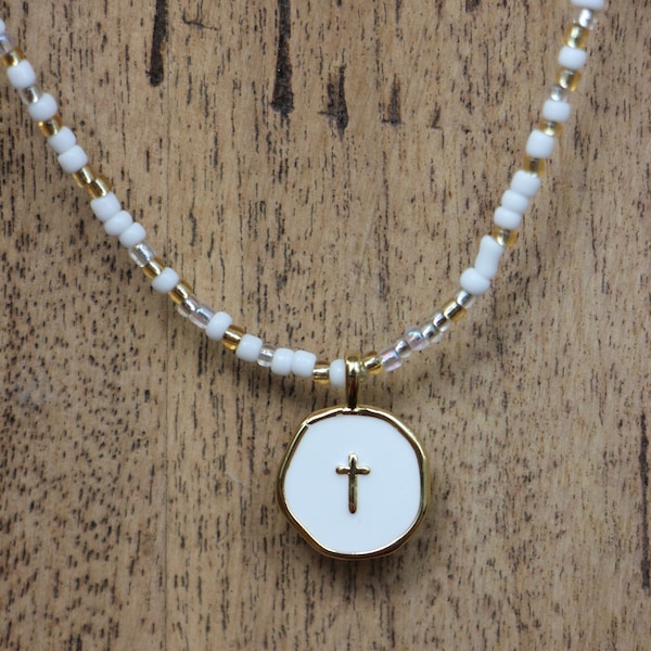 Bead Cross Necklace - Etsy