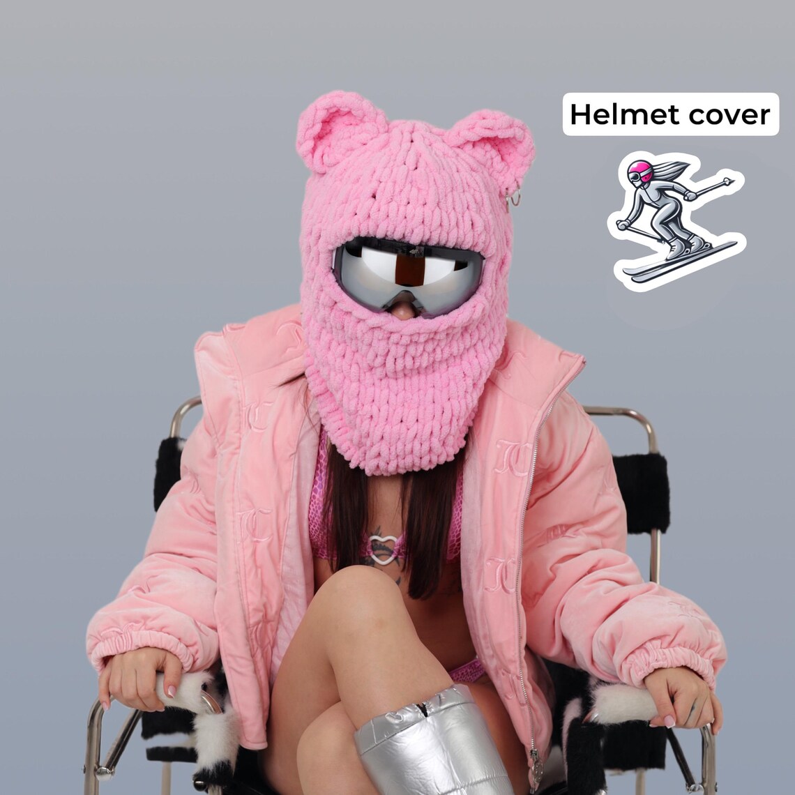Bear Ski Mask, Custom Ski Helmet Balaclava, Bear Hood, Helmet Protector ...