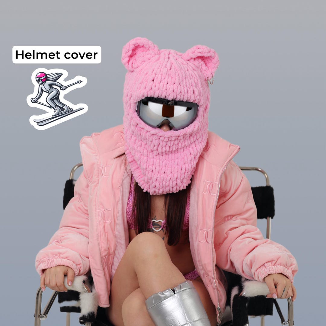 Bear Helmet Cover Ski Mask, Custom Helmet Protector, Knitted Balaclava ...