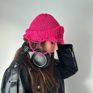 Knit Balaclava, Light and Snappy Hat, Beanie, Handmade Distressed ...