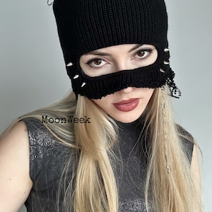 Devil Balaclava, Devil Beanie With Crystal, Devil Horn Beanie - Etsy