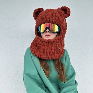 Bear Balaclava Ski Mask Open Face Helmet Cover and Helmet - Etsy