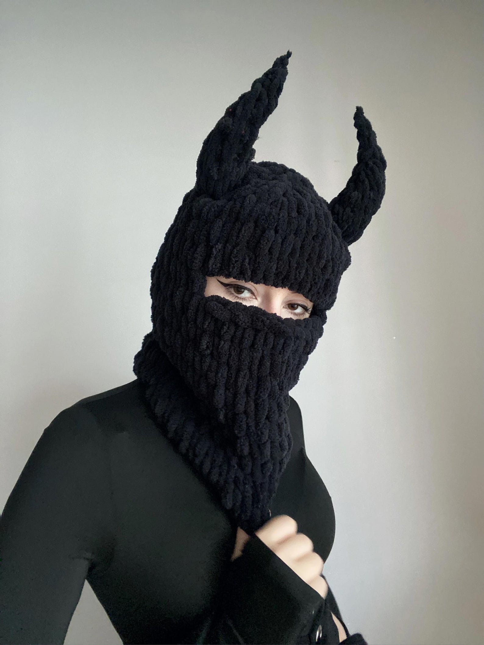 Devil Horns Ski Mask, Crochet Horned Balaclava, Custom Knitted Ski - Etsy
