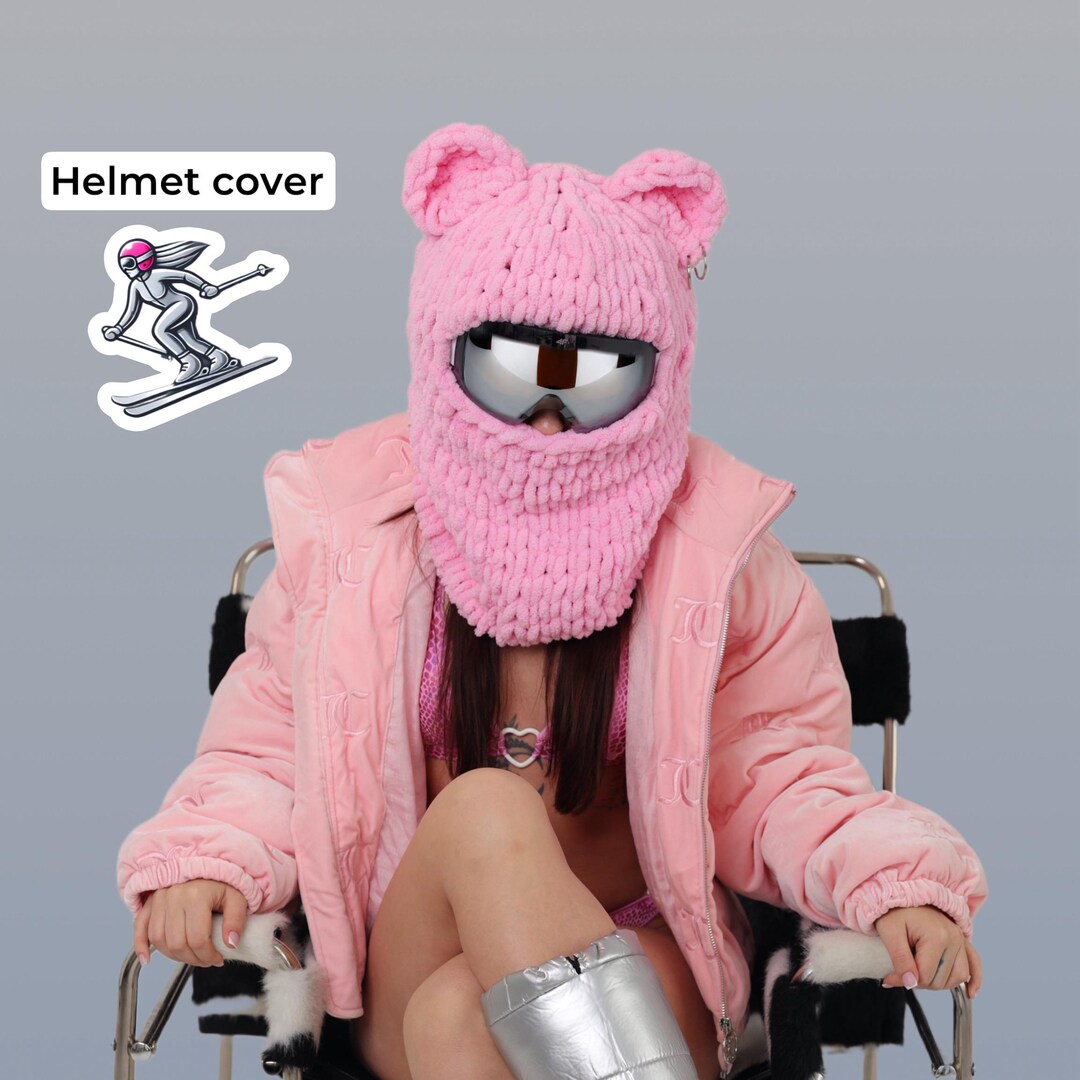 Bear Helmet Cover Ski Mask, Bear Hood, Custom Helmet Protector, Knitted ...