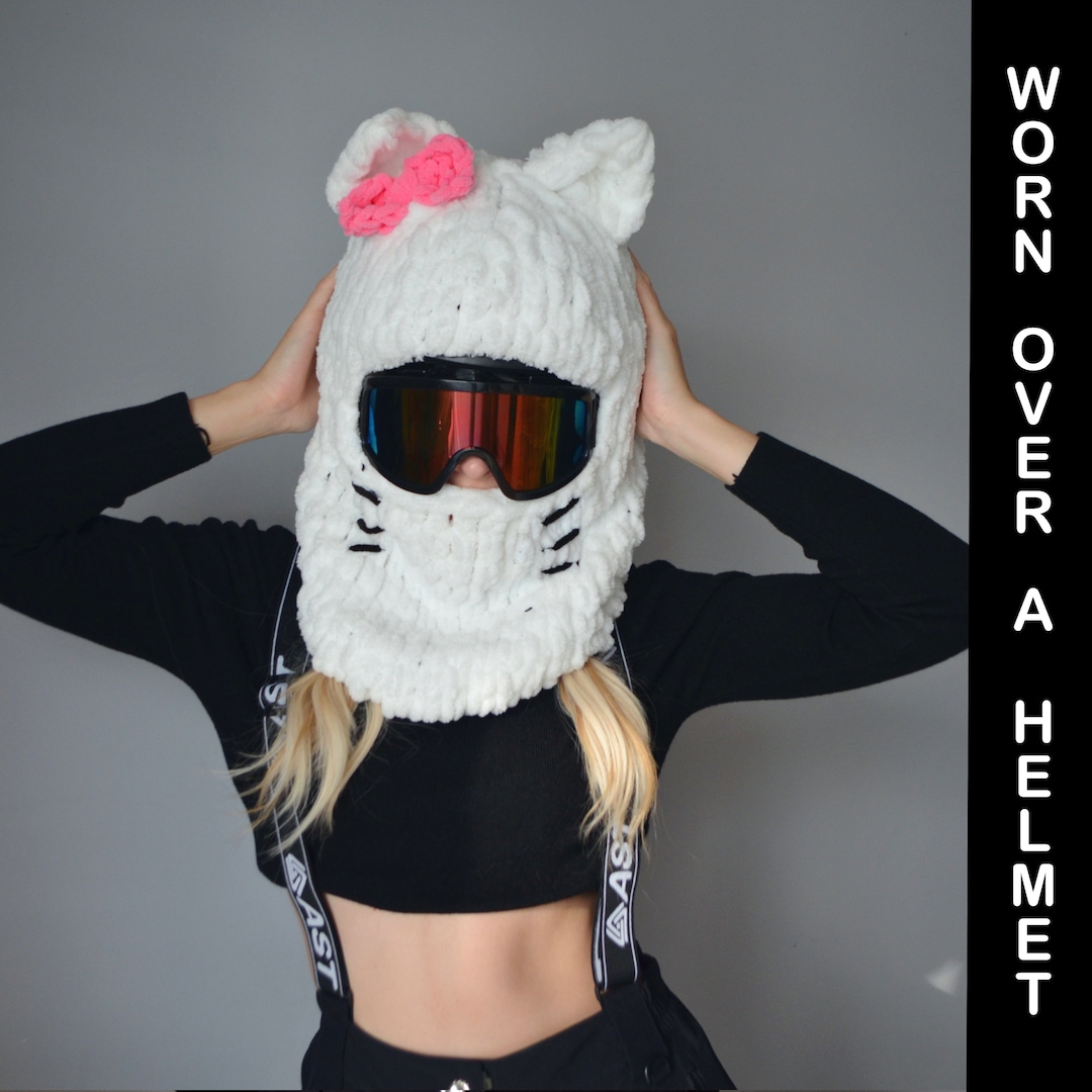 Kitty Cat Balaclava Ski Mask , Helmet Cover and Helmet Protector, Cat ...