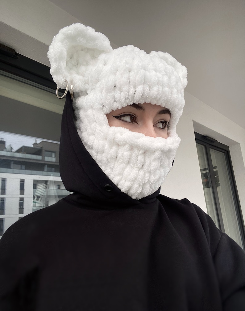 Pink Ski Mask With Ears Bear Balaclava Knitted Hat Ears - Etsy
