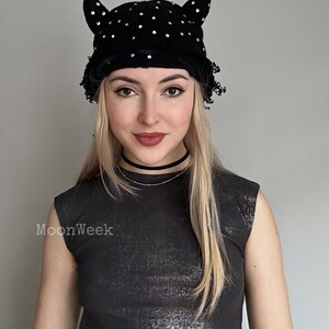 Devil Balaclava, Devil Beanie With Crystal, Devil Horn Beanie - Etsy