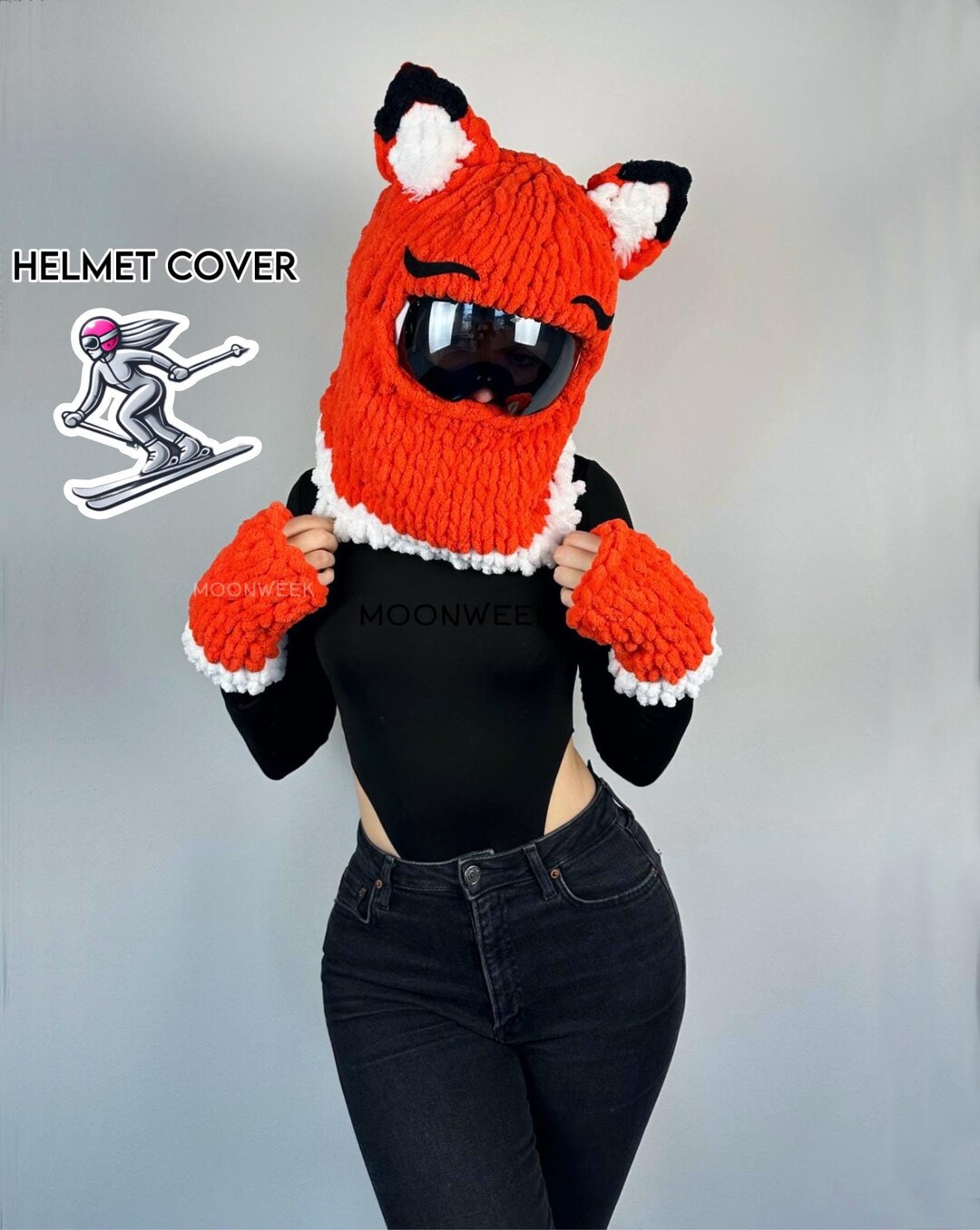 Fox Helmet Cover, Fox Custom Helmet Protector, Knitted Balaclava Ski ...