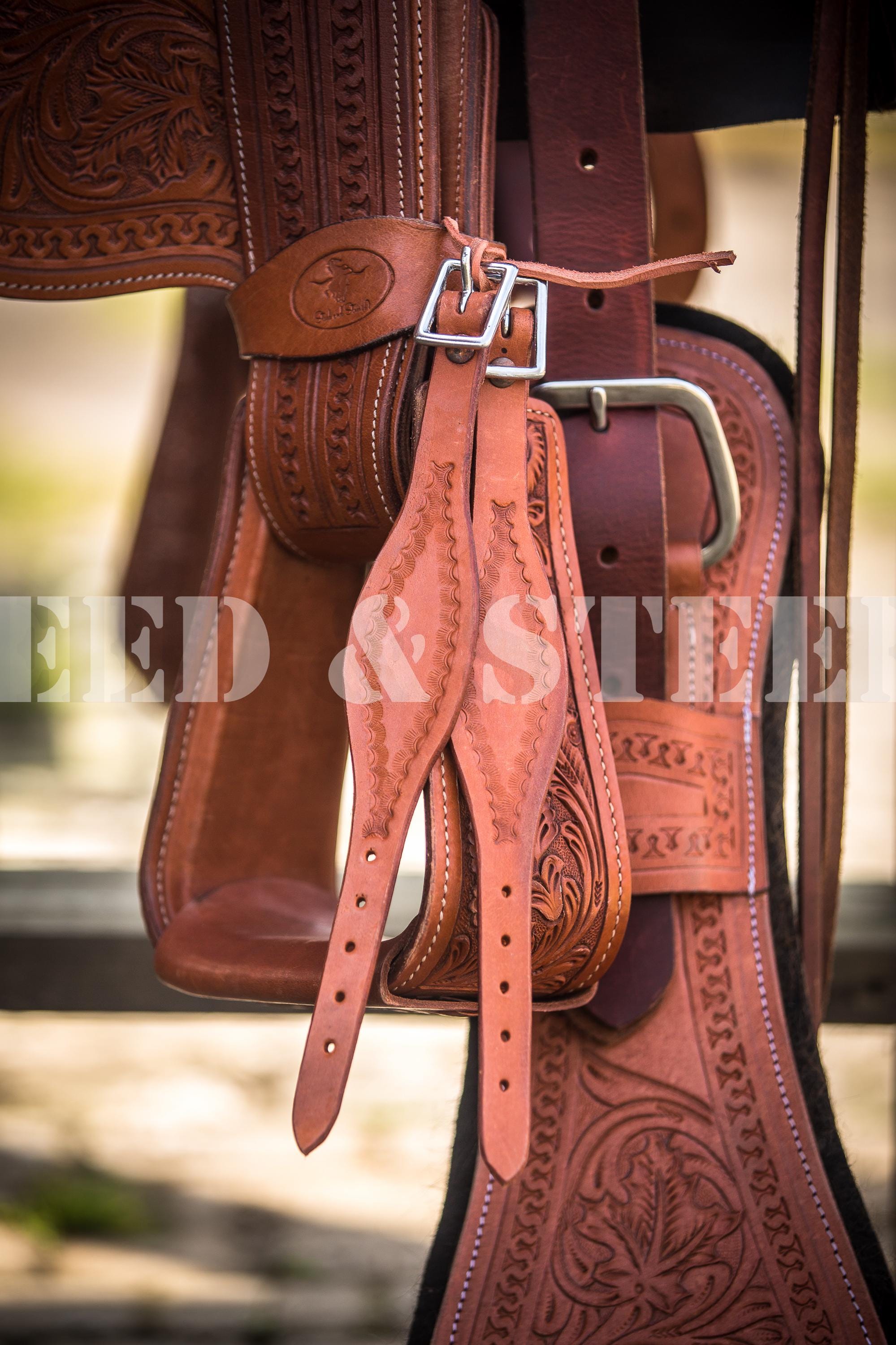 Heavy Duty Tooled Leather Stirrup Leather Hobble Straps. - Etsy