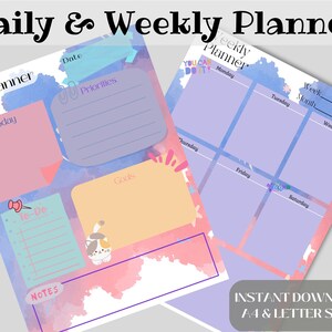 Weekly Planner Printable Daily Planner Cute Colorful Planner PDF ...