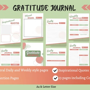 Gratitude Journal A4 and Letter Size Reflection Journal - Etsy