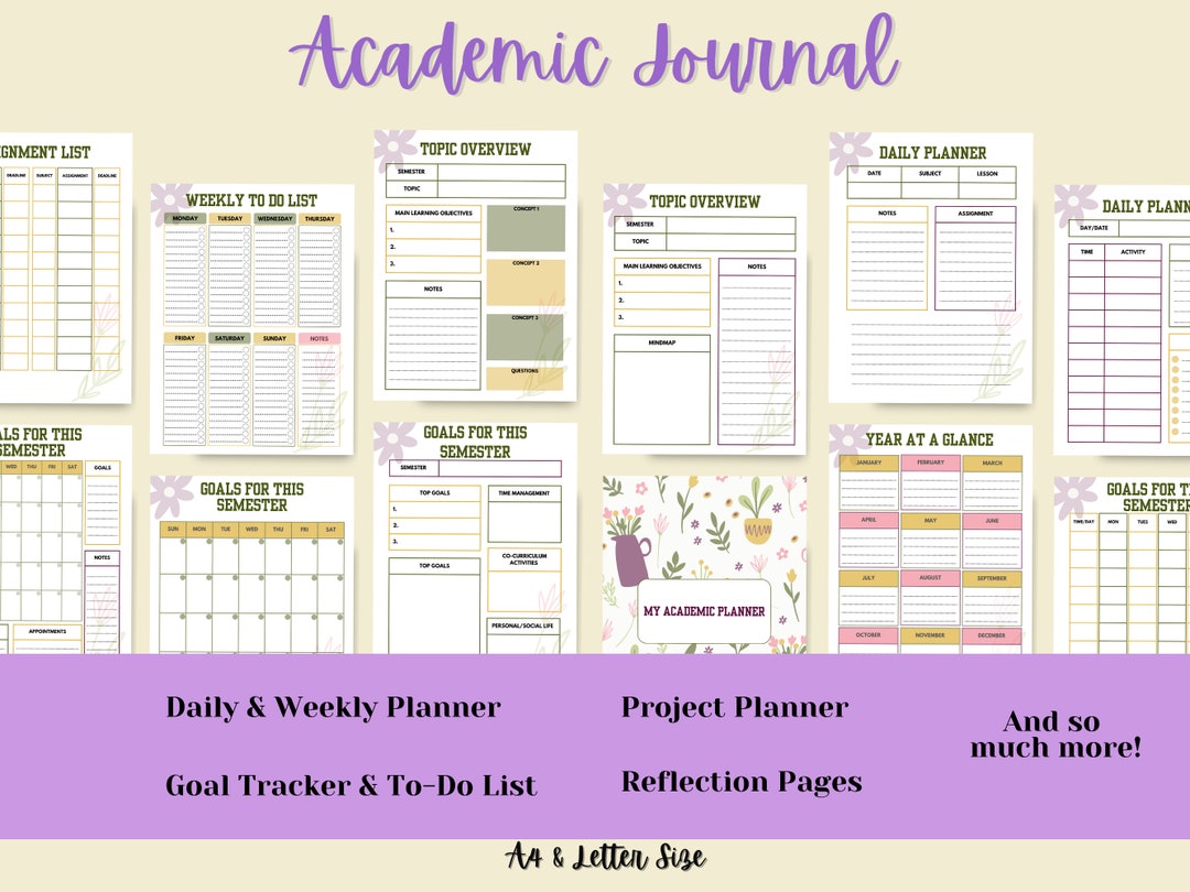 Academic Planner Printable School Planner College Planner PDF - Etsy