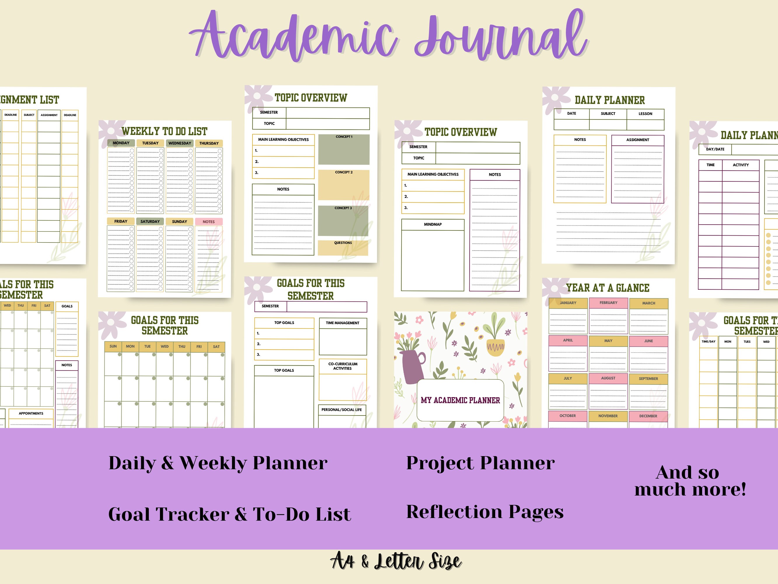 Academic Planner Printable School Planner College Planner PDF - Etsy