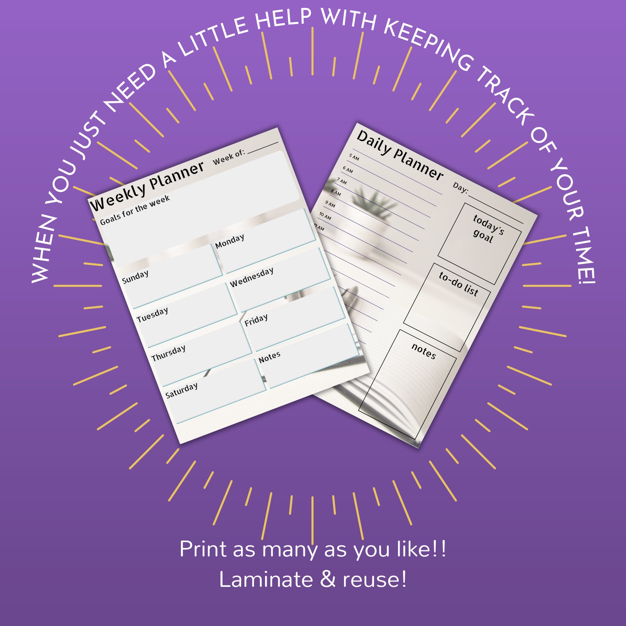 Weekly Planner Printable Daily Planner PDF Simple Planner Download - Etsy