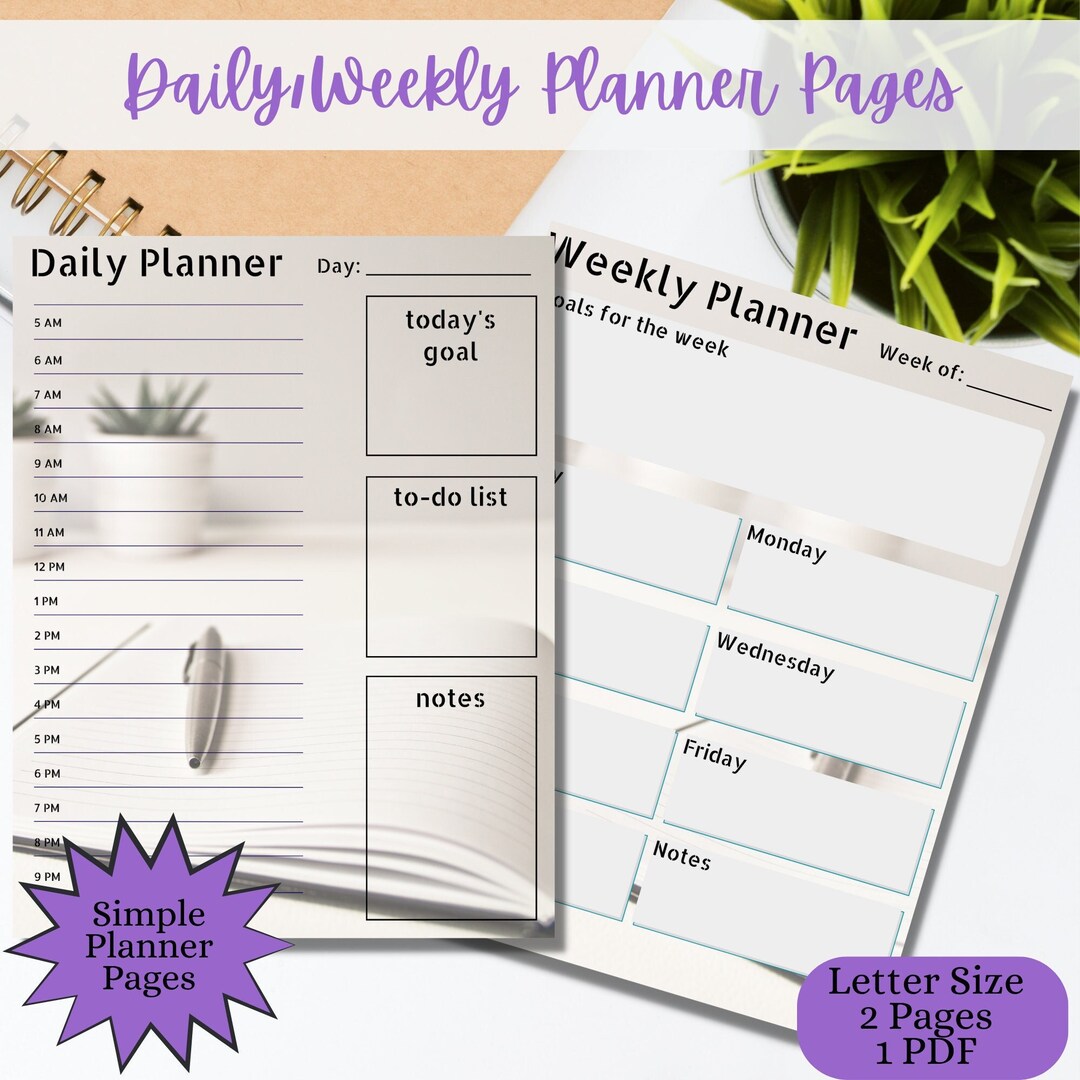 Weekly Planner Printable Daily Planner PDF Simple Planner Download - Etsy