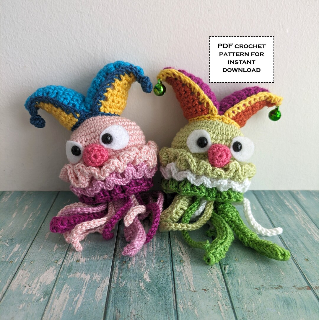 Jester Jellyfish Crochet Pattern PDF Download, Crochet Jellyfish Stuffy ...