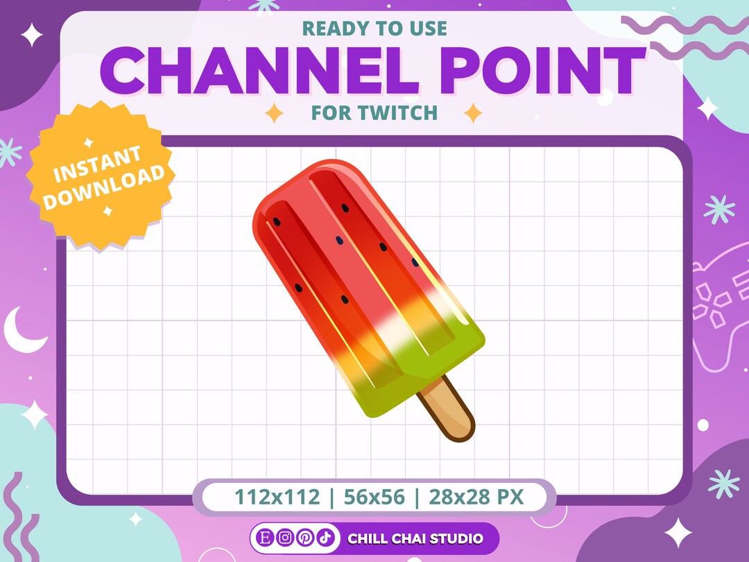 Watermelon Ice Pop Twitch Channel Point: Summer Treat Icon (digital ...