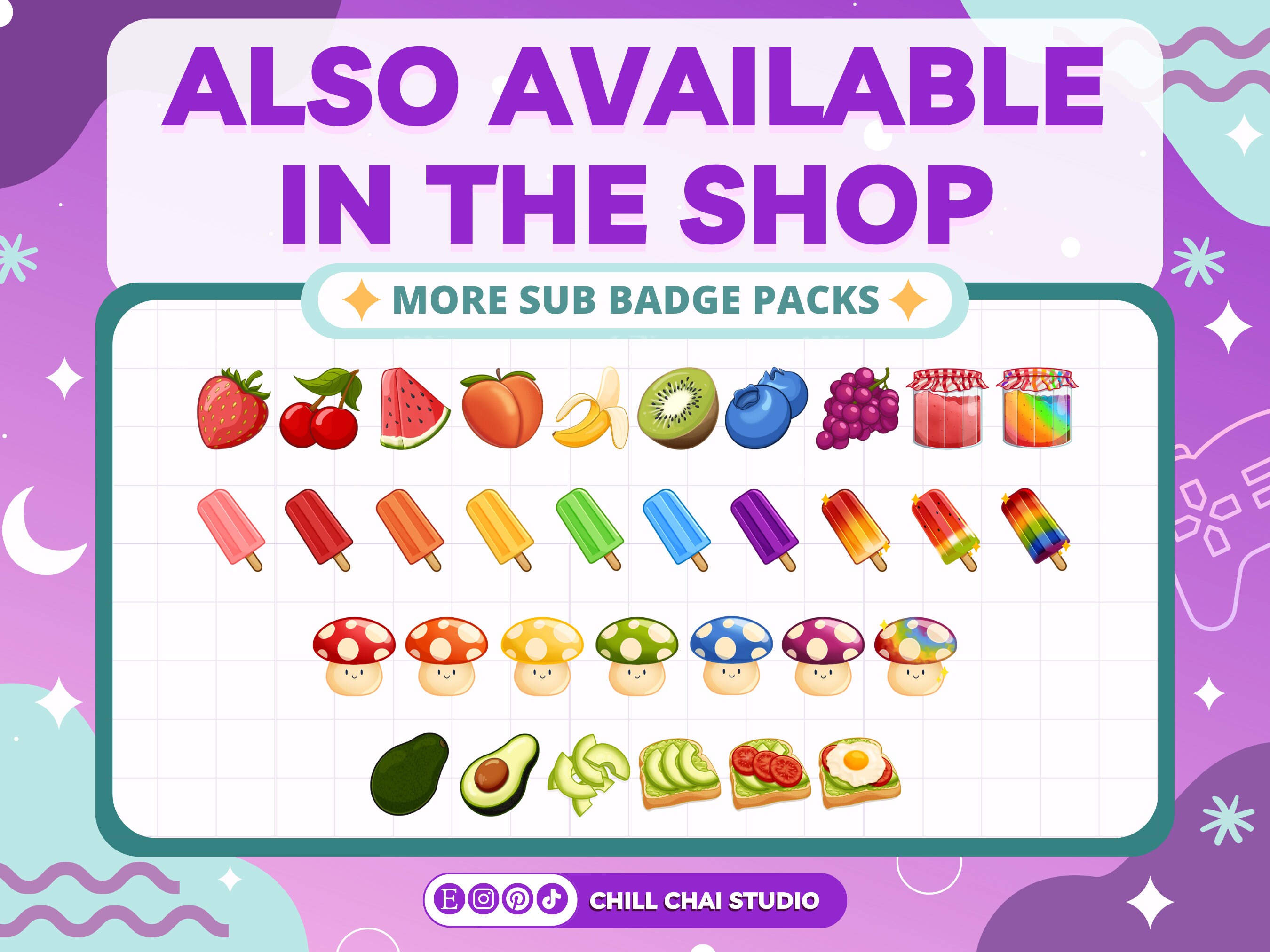 Spooky Cute Pastel Goth Skull Sub Badge Pack for Twitch Streamers and ...