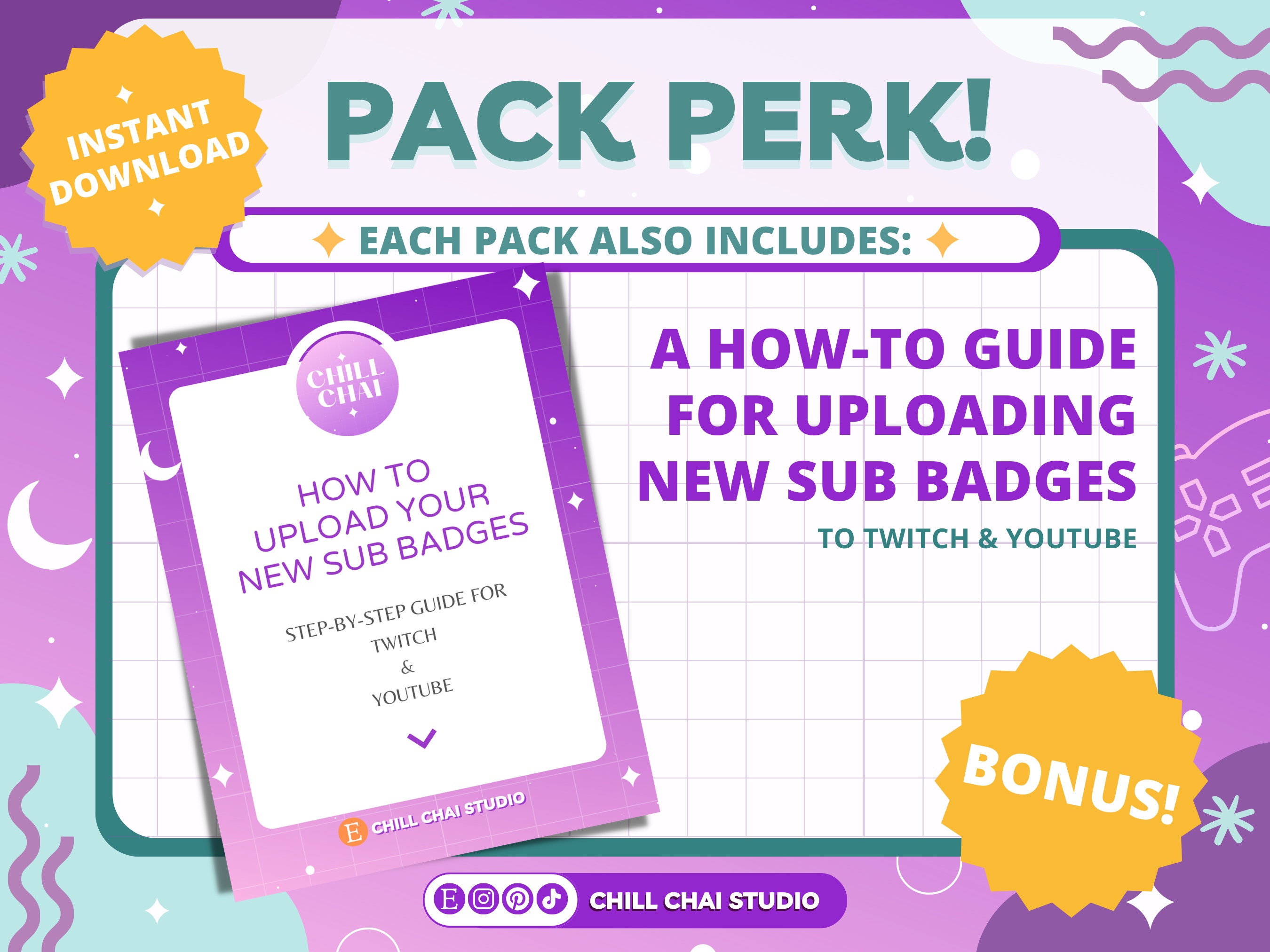 Spooky Cute Pastel Goth Skull Sub Badge Pack for Twitch Streamers and ...