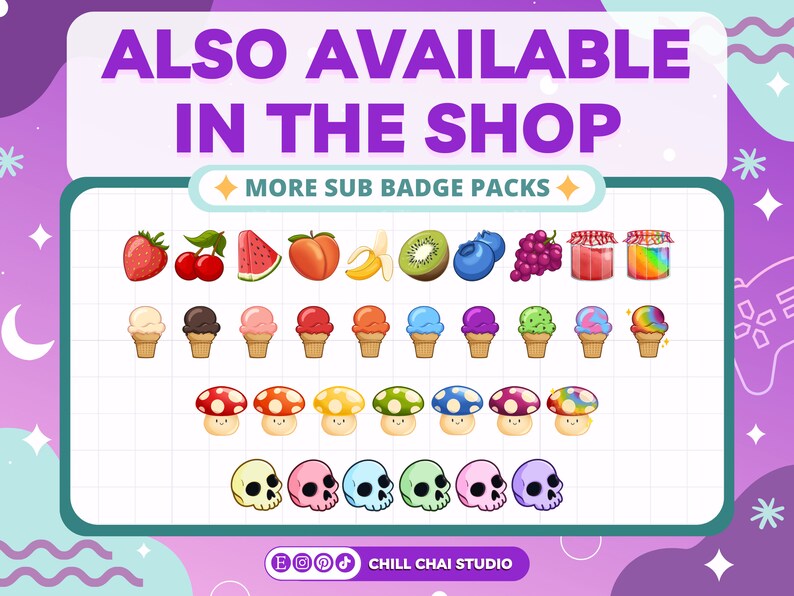 Kawaii Cute Ice Pop Sub Badges for Twitch | Youtube Channel Badges ...