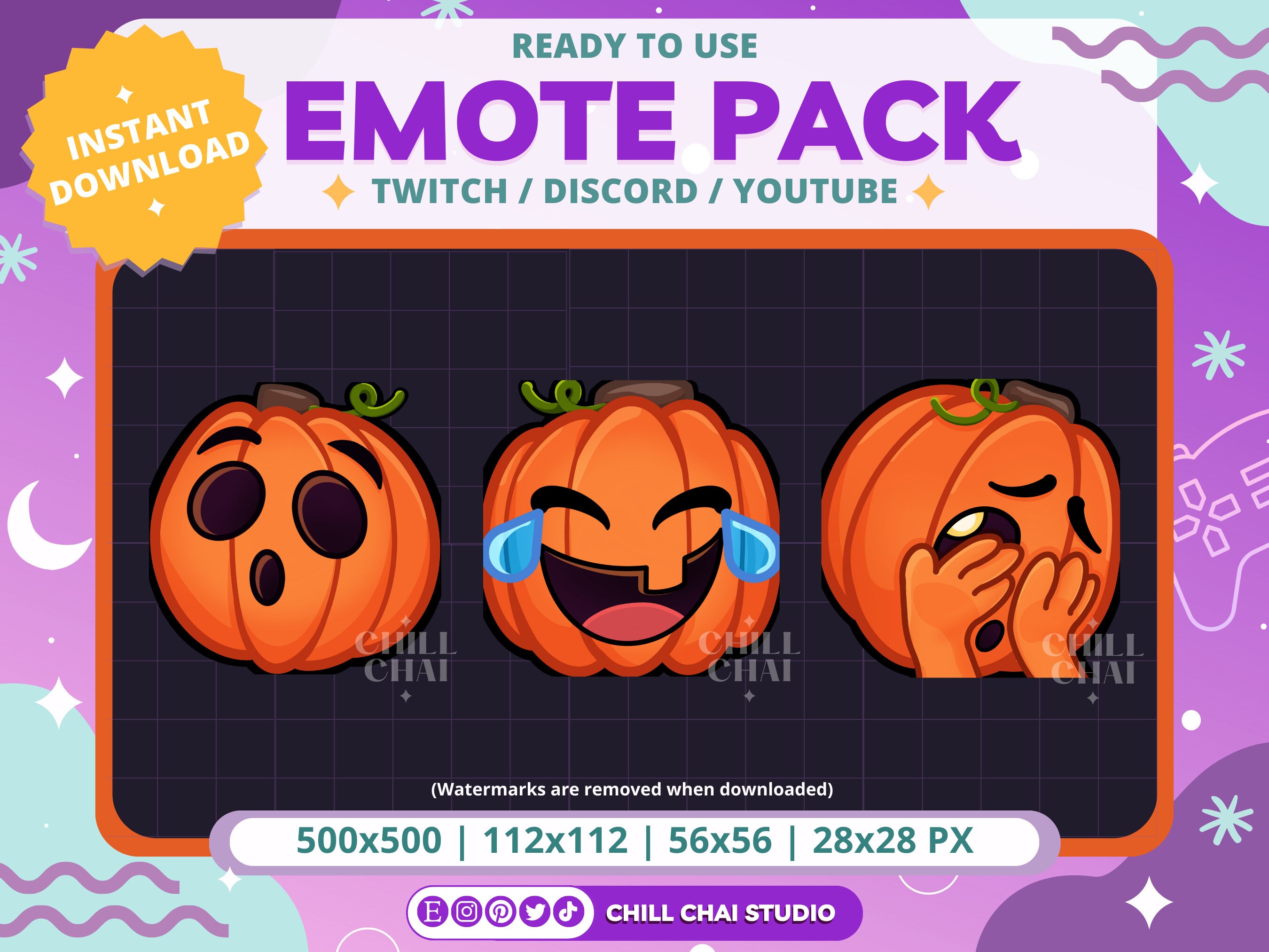 Spooky Cute Halloween Twitch Emote Pack Jack O'lantern - Etsy