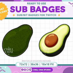 AVOCADO TOAST Sub Badges Pack for Twitch and Youtube Streamers ...