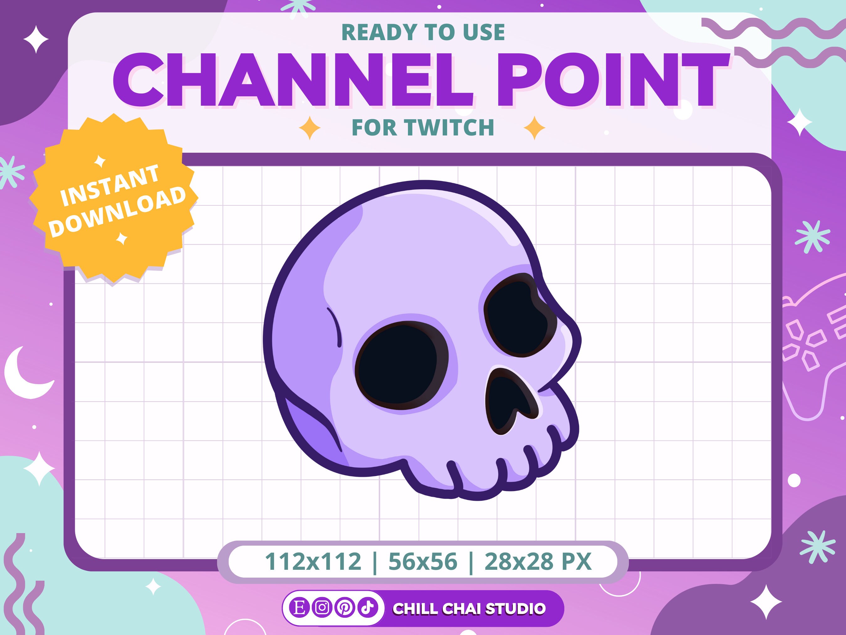 Pastel Purple Skull Channel Point for Twitch Spooky Cute Twitch Channel ...