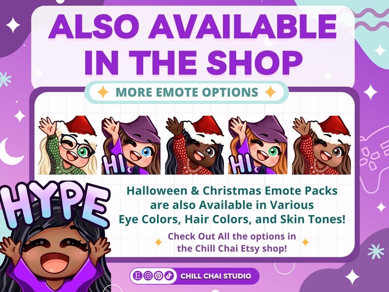 Twitch Emotes Pack of 9 Chibi Girl Emotes With Black Hair, Blue Eyes ...