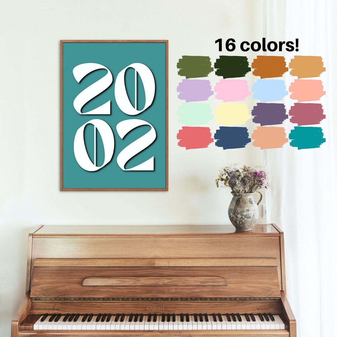 2002 Y2K Year Art Print / Printable Digital Personalized Wall Art for ...