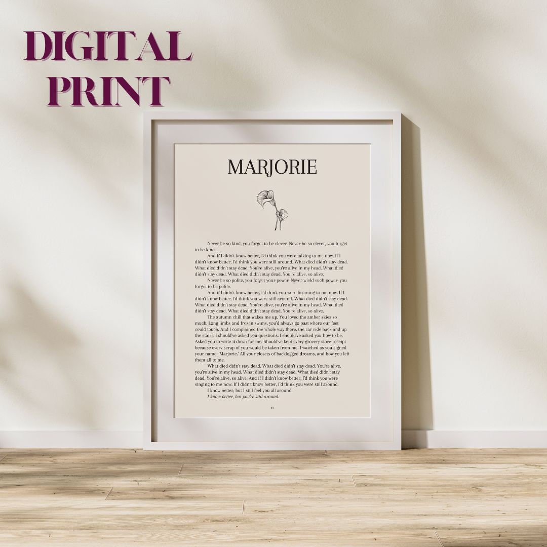 Marjorie Lyric Book Page Downloadable Artwork, Taylor Swift Evermore ...