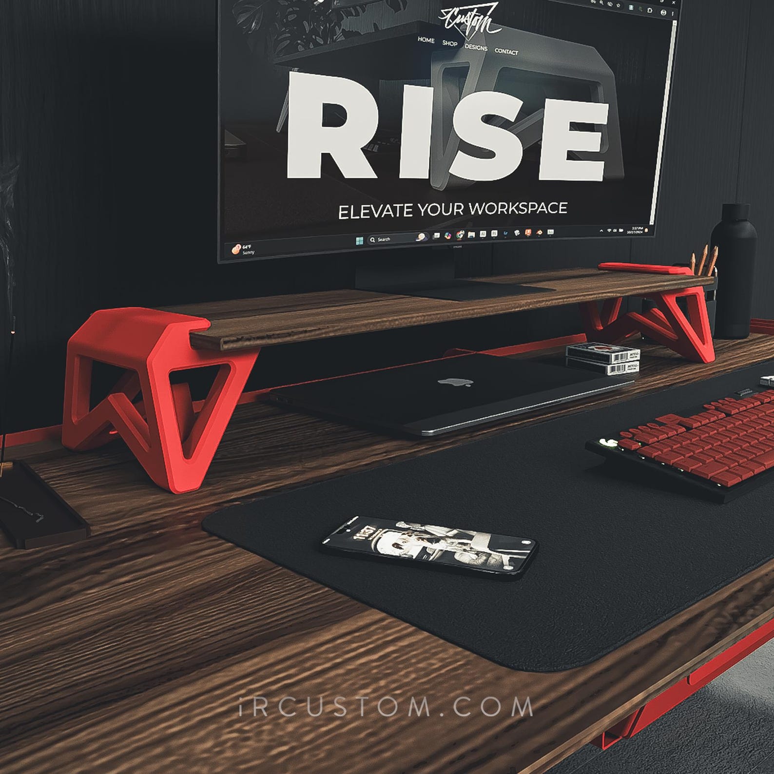 RISE Monitor Stand – Complete Set With 3d-printed Legs + Hardwood or ...