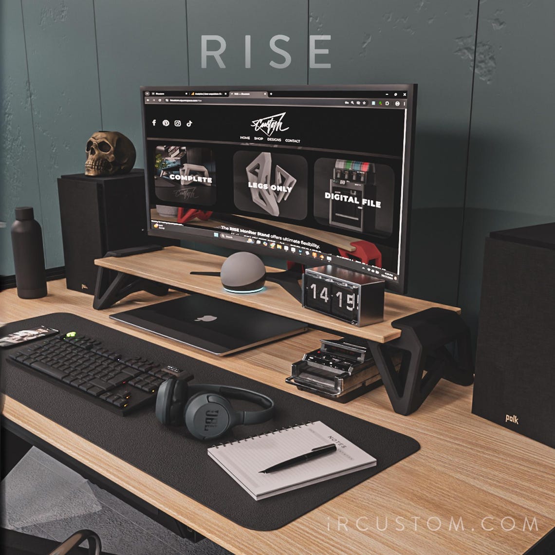 RISE Monitor Stand – Complete Set With 3d-printed Legs + Hardwood or ...
