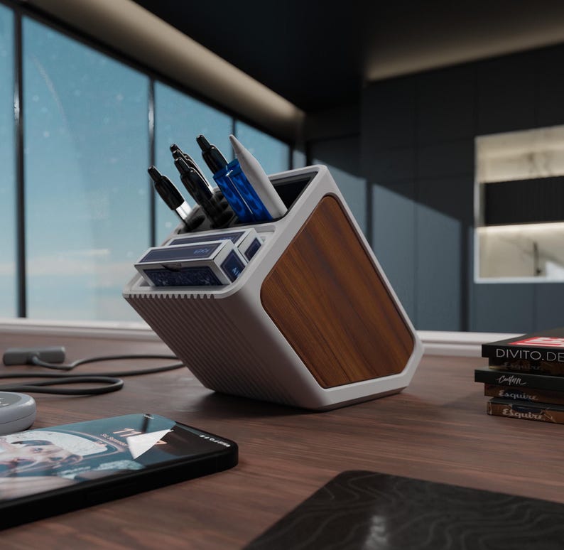 Walnut Desk Organizer: Modern 3d-printed Wood Storage - Etsy