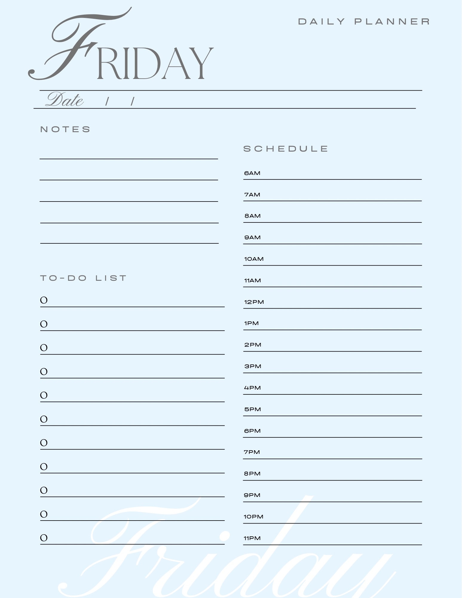 Daily Planner Printable With Individual Week Days - Etsy