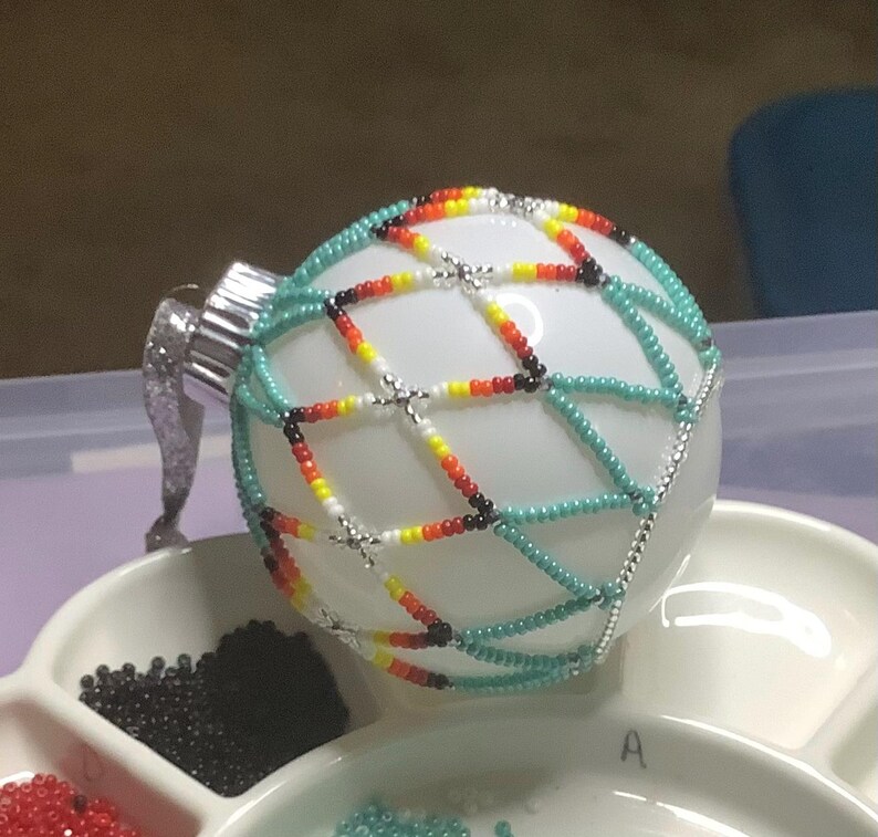 Native American Beaded Ornament Navajo Sky Fire Colors Turquoise Bling ...