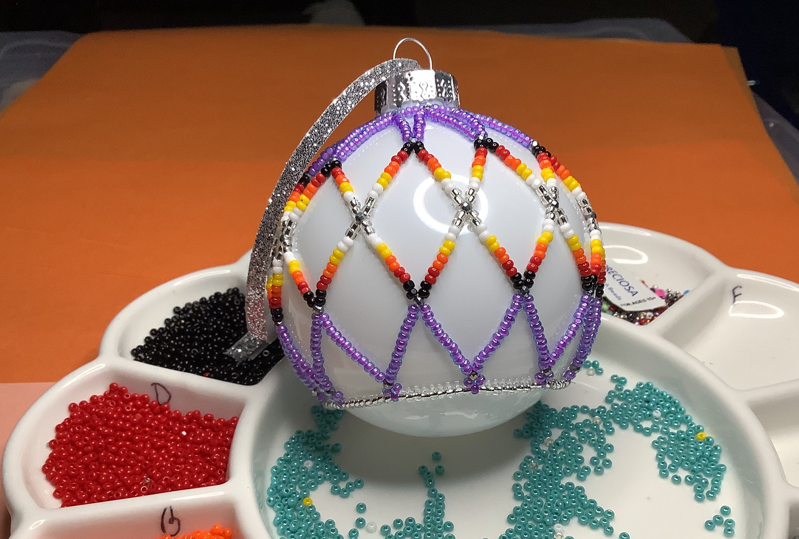 Native American Beaded Ornament Navajo Sunset Fire Colors Bling ...