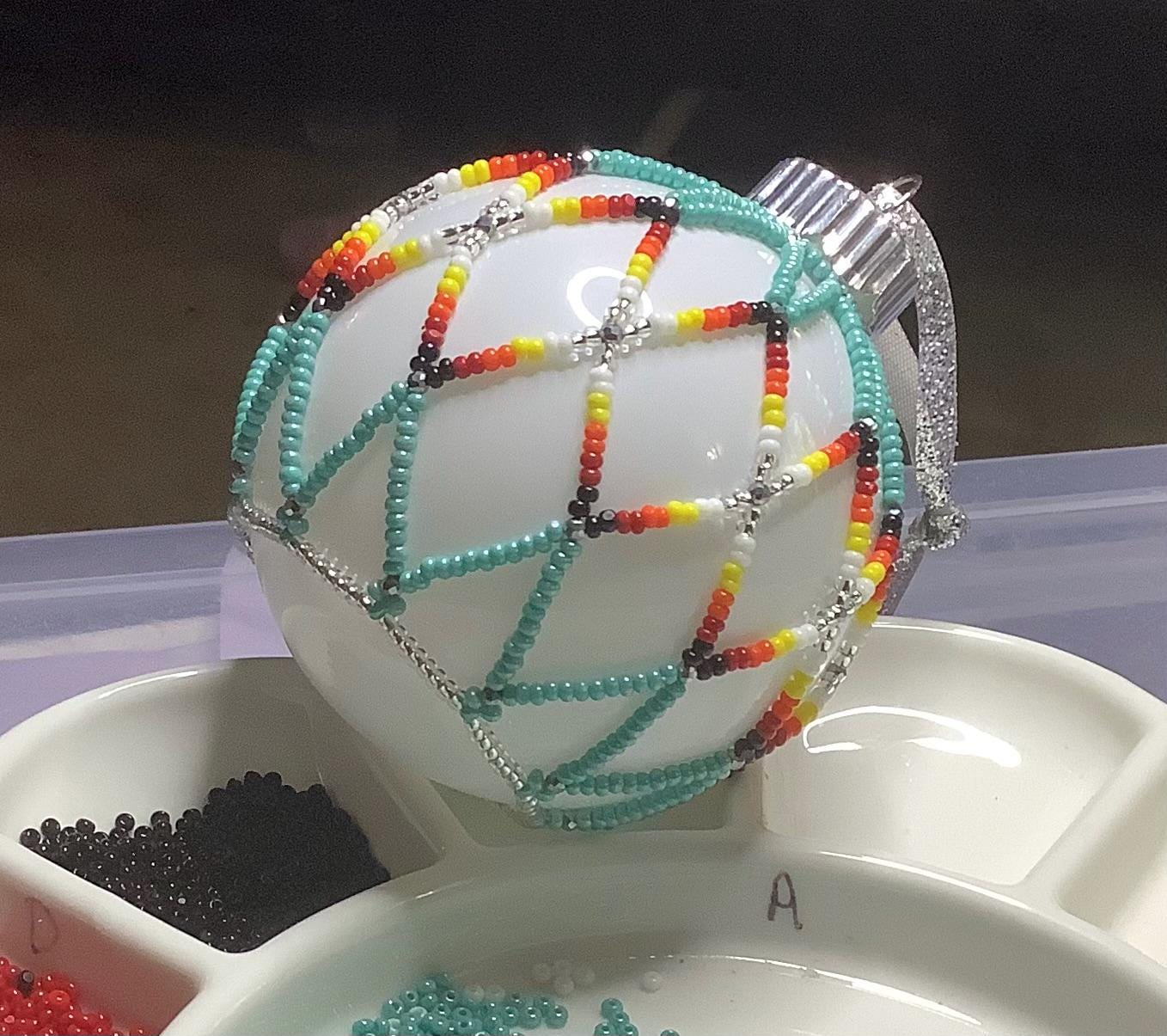 Native American Beaded Ornament Navajo Sky Fire Colors Turquoise Bling ...