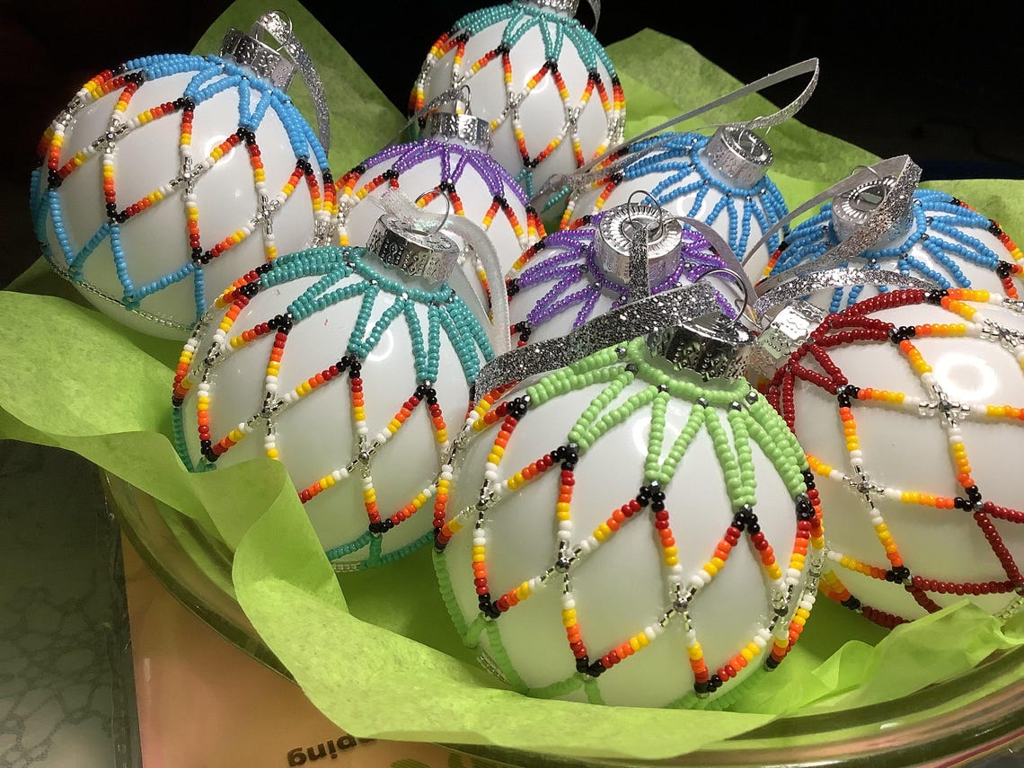 Native American Beaded Ornament Navajo Sky Fire Colors Turquoise Bling ...