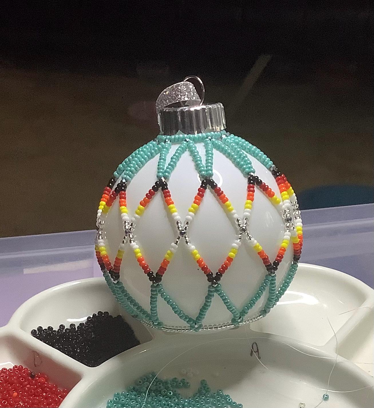 Native American Beaded Ornament Navajo Sky Fire Colors Turquoise Bling ...