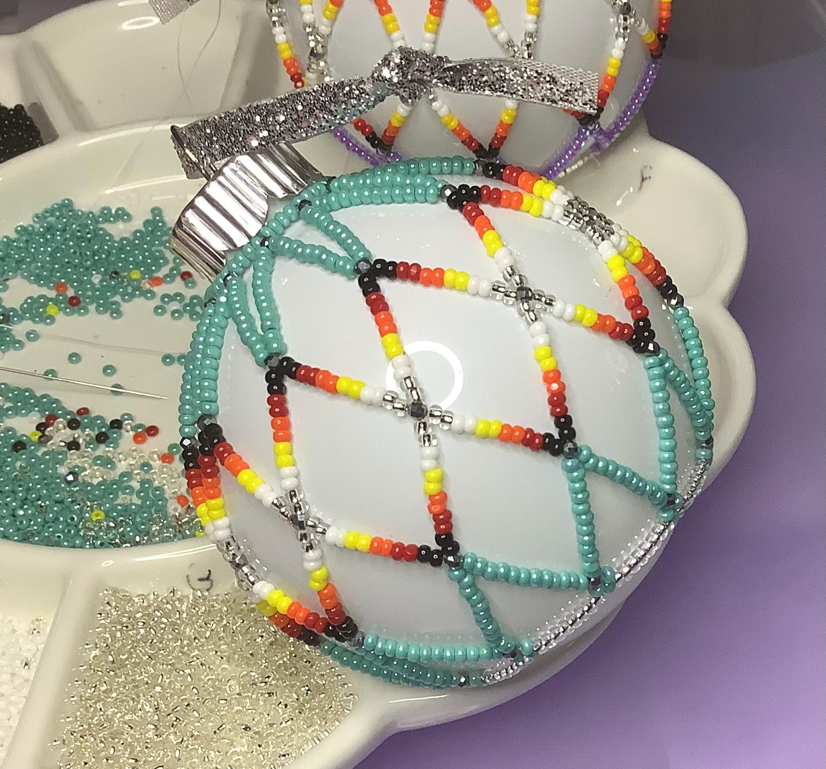 Native American Beaded Ornament Navajo Sky Fire Colors Turquoise Bling ...