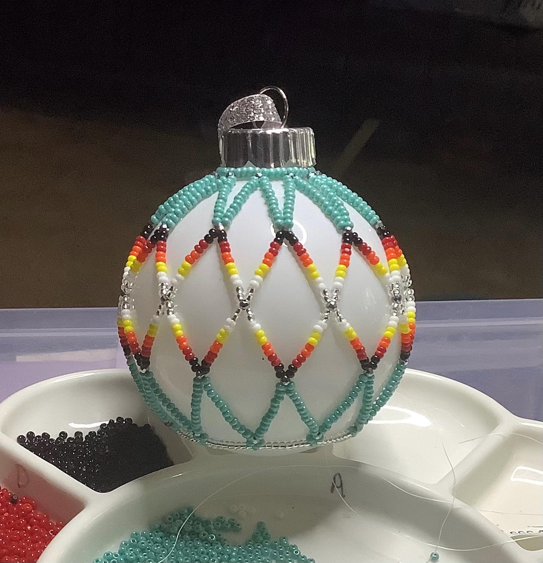 Native American Beaded Ornament Navajo Sky Fire Colors Turquoise Bling ...