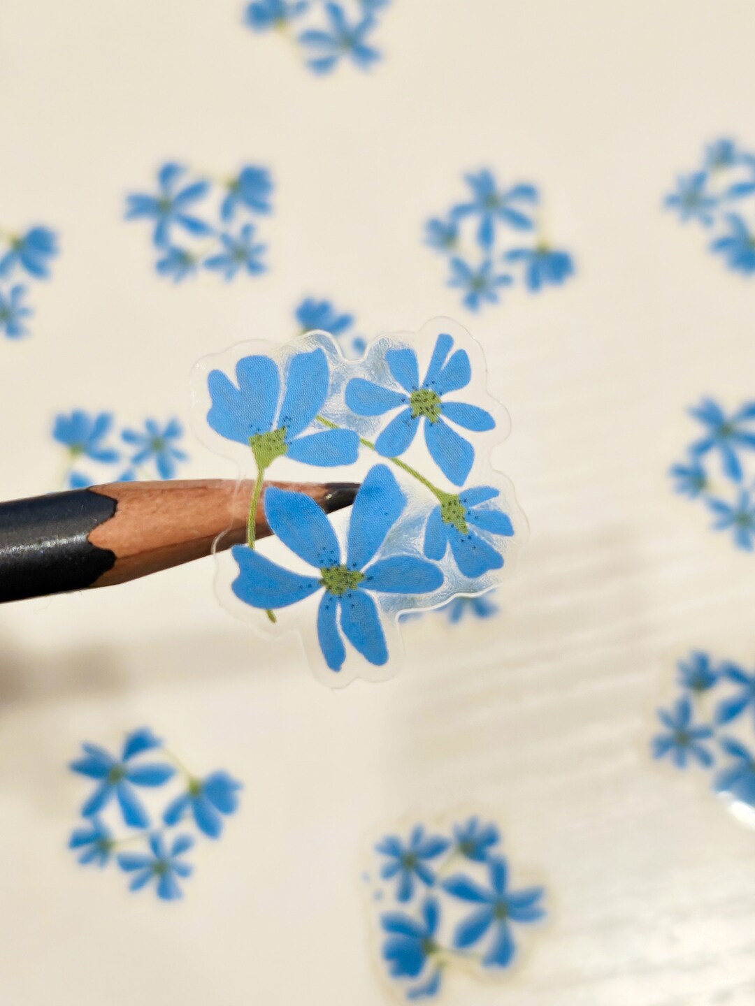 Mini Blue Flowers, 5 Pack, Watercolor Flower Sticker, Clear, 1x1 In - Etsy