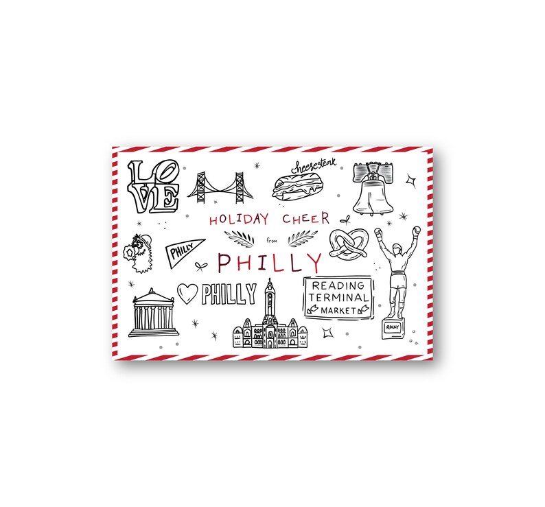 Philadelphia Holiday Icons Postcard - Etsy