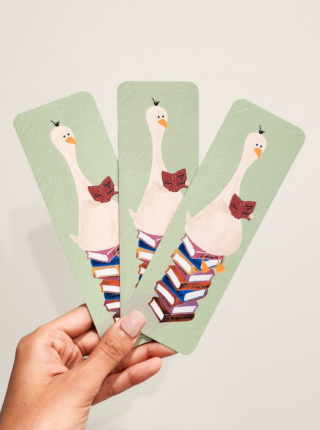 Goose on a Stack of Books- Illustrated Bookmark, 5.5x17.5 Cm - Etsy