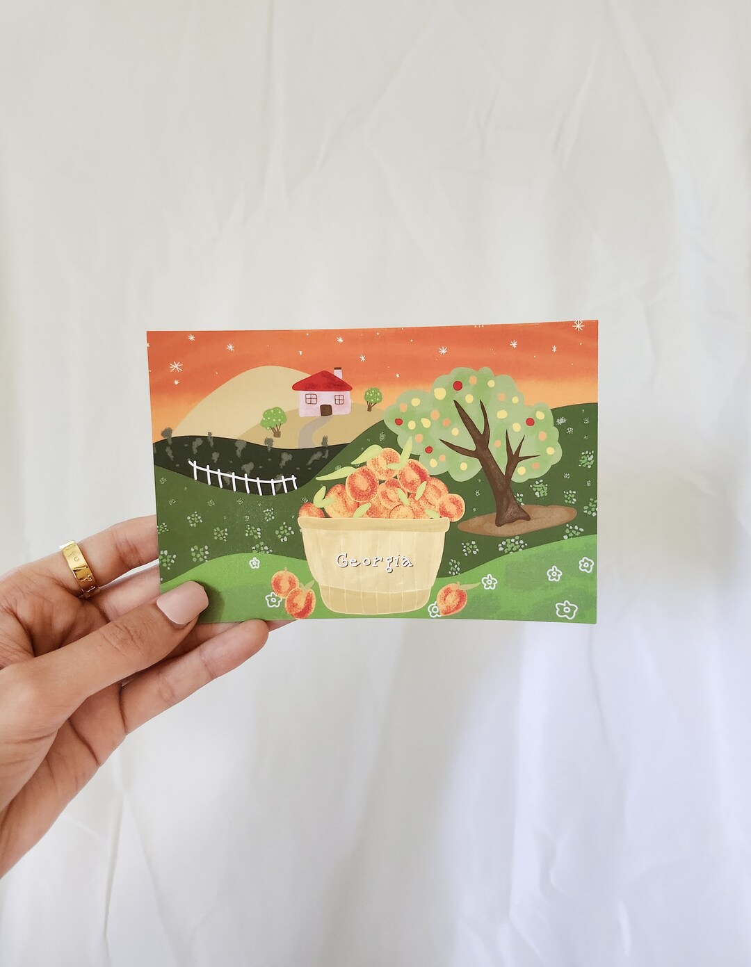 Georgia Peach Orchard Postcard - Etsy