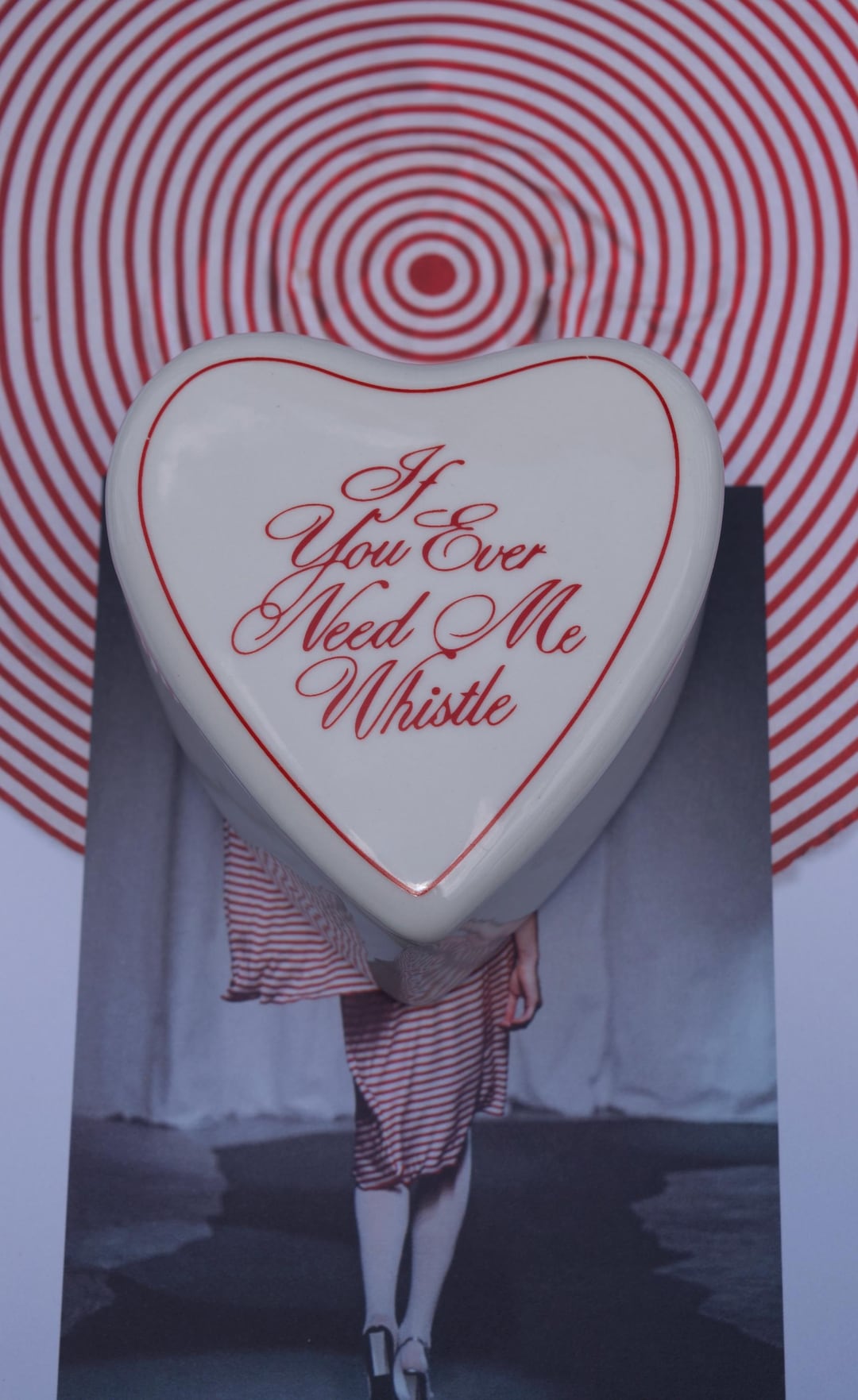 Vintage Porcelain Trinket Box, Lidded Ashtray, "if You Ever Need Me ...